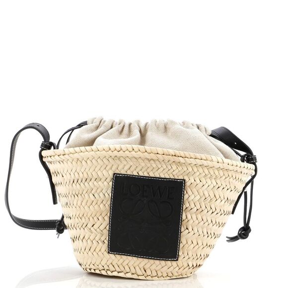 Loewe | Bags | Loewe Drawstring Bucket Crossbody Bag Raffia And Leather ...